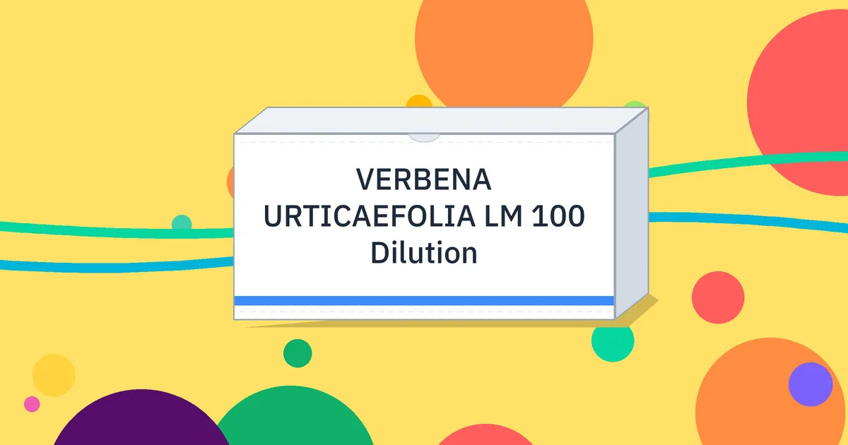 Symbolbild: Packung mit der Aufschrift VERBENA URTICAEFOLIA LM 100 Dilution (PZN 13268603) – Verfügbarkeit und Bezug in Apotheken in Frankfurt am Main