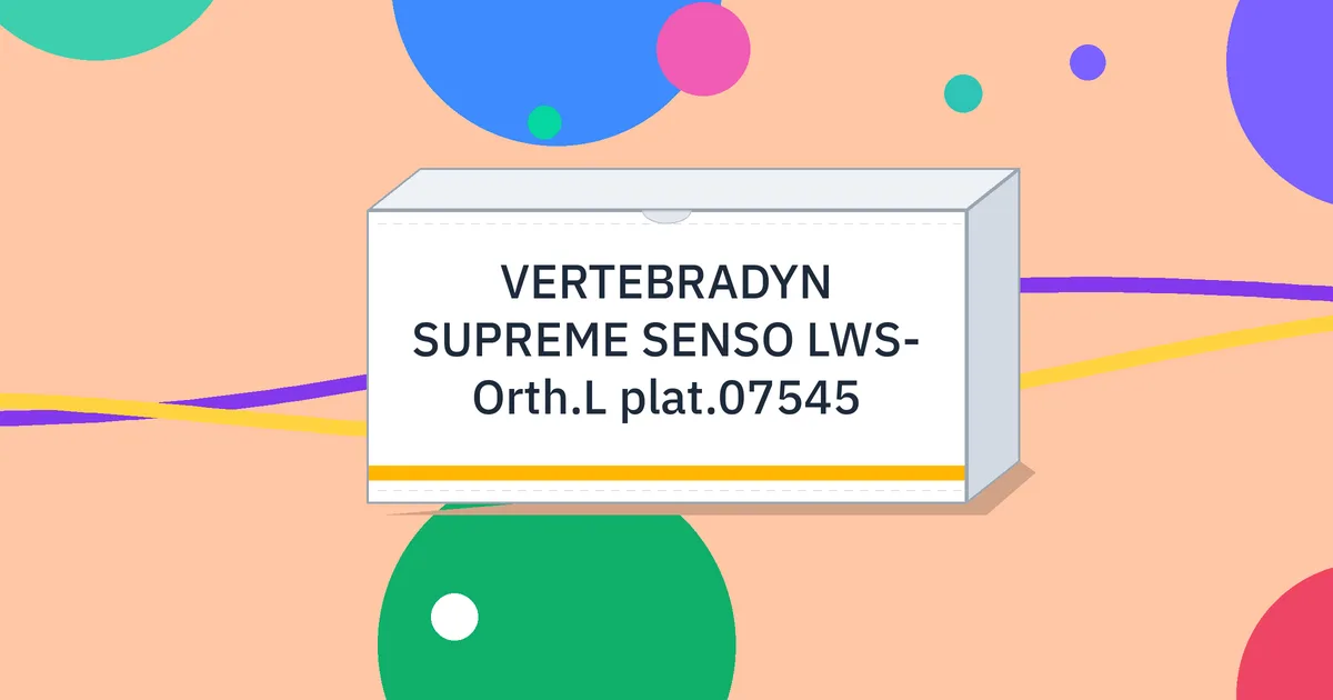 Symbolbild: Packung mit der Aufschrift VERTEBRADYN SUPREME SENSO LWS-Orth.L plat.07545 (PZN 16881787) – Verfügbarkeit und Bezug in Apotheken in Frankfurt am Main