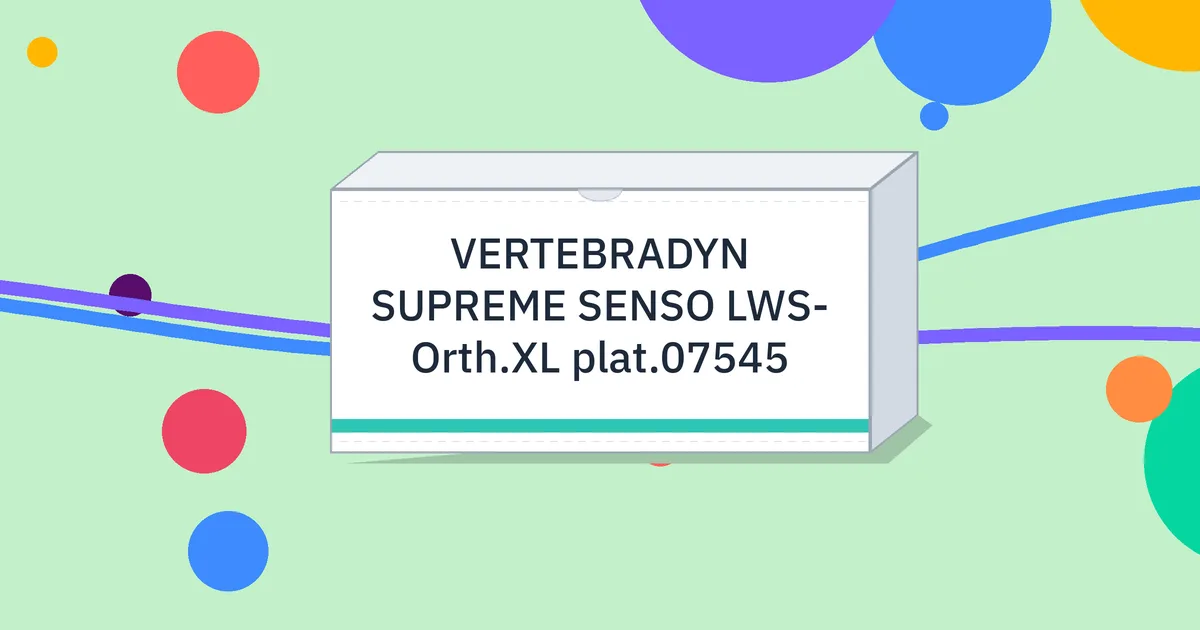 Symbolbild: Packung mit der Aufschrift VERTEBRADYN SUPREME SENSO LWS-Orth.XL plat.07545 (PZN 16881793) – Verfügbarkeit und Bezug in Apotheken in Frankfurt am Main