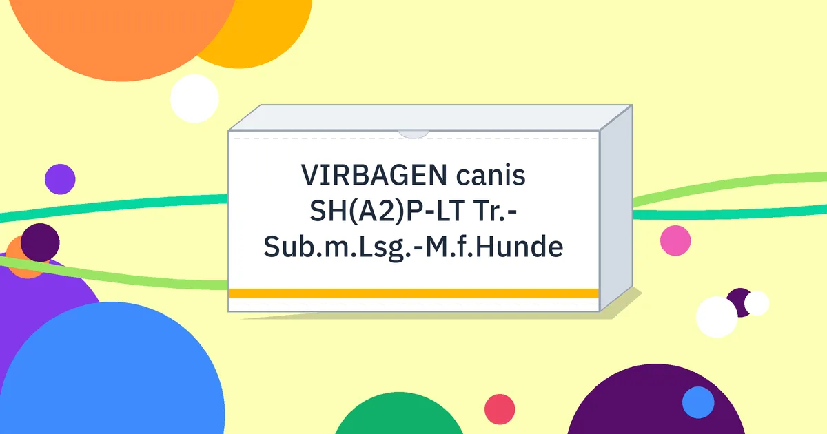 Symbolbild: Packung mit der Aufschrift VIRBAGEN canis SH(A2)P-LT Tr.-Sub.m.Lsg.-M.f.Hunde (PZN 01656398) – Verfügbarkeit und Bezug in Apotheken in Frankfurt am Main