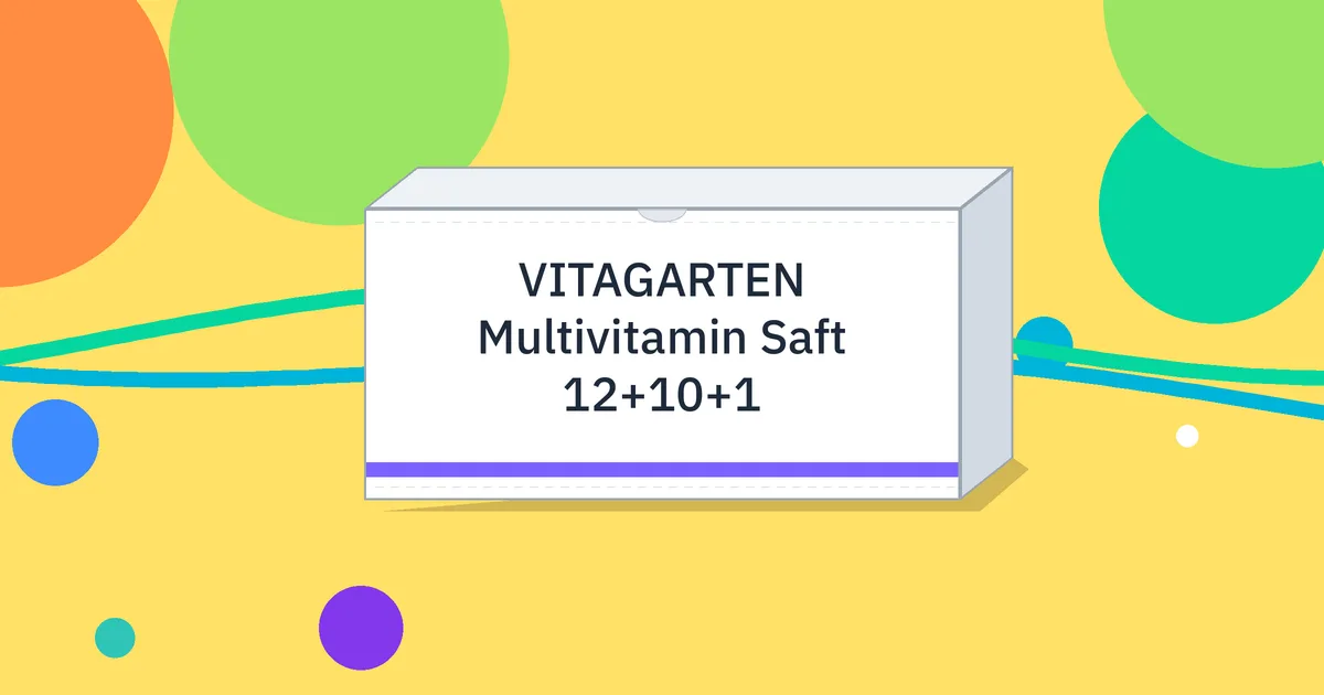 Symbolbild: Packung mit der Aufschrift VITAGARTEN Multivitamin Saft 12+10+1 (PZN 07221810) – Verfügbarkeit und Bezug in Apotheken in Frankfurt am Main