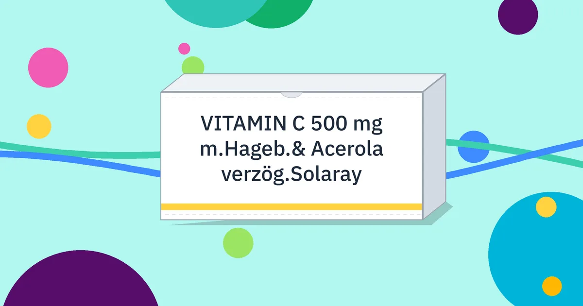 Symbolbild: Packung mit der Aufschrift VITAMIN C 500 mg m.Hageb.& Acerola verzög.Solaray (PZN 17255081) – Verfügbarkeit und Bezug in Apotheken in Frankfurt am Main