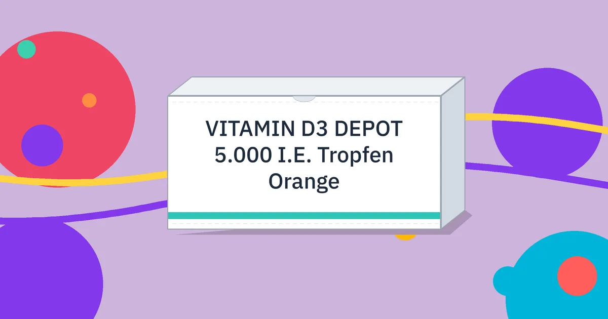 Symbolbild: Packung mit der Aufschrift VITAMIN D3 DEPOT 5.000 I.E. Tropfen Orange (PZN 18211683) – Verfügbarkeit und Bezug in Apotheken in Frankfurt am Main