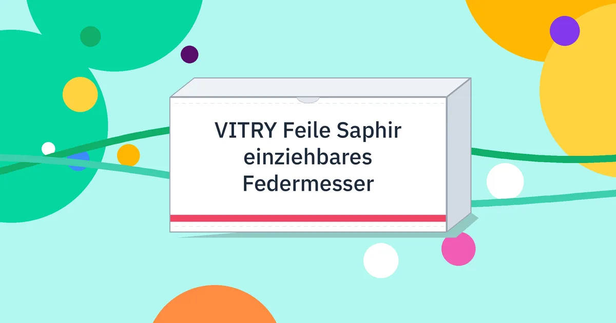Symbolbild: Packung mit der Aufschrift VITRY Feile Saphir einziehbares Federmesser (PZN 05045510) – Verfügbarkeit und Bezug in Apotheken in Frankfurt am Main