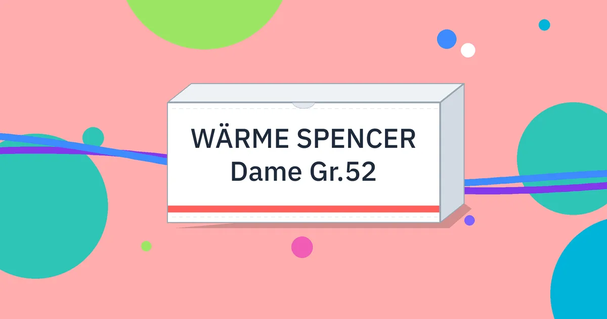 Symbolbild: Packung mit der Aufschrift WÄRME SPENCER Dame Gr.52 (PZN 02445752) – Verfügbarkeit und Bezug in Apotheken in Frankfurt am Main