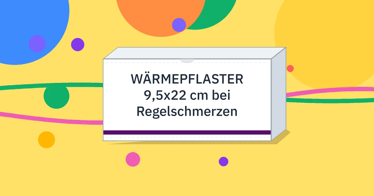 Symbolbild: Packung mit der Aufschrift WÄRMEPFLASTER 9,5x22 cm bei Regelschmerzen (PZN 12546141) – Verfügbarkeit und Bezug in Apotheken in Frankfurt am Main