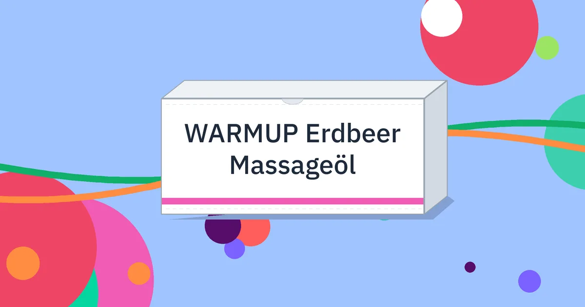 Symbolbild: Packung mit der Aufschrift WARMUP Erdbeer Massageöl (PZN 05983361) – Verfügbarkeit und Bezug in Apotheken in Frankfurt am Main