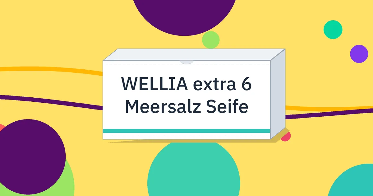 Symbolbild: Packung mit der Aufschrift WELLIA extra 6 Meersalz Seife (PZN 19233669) – Verfügbarkeit und Bezug in Apotheken in Frankfurt am Main