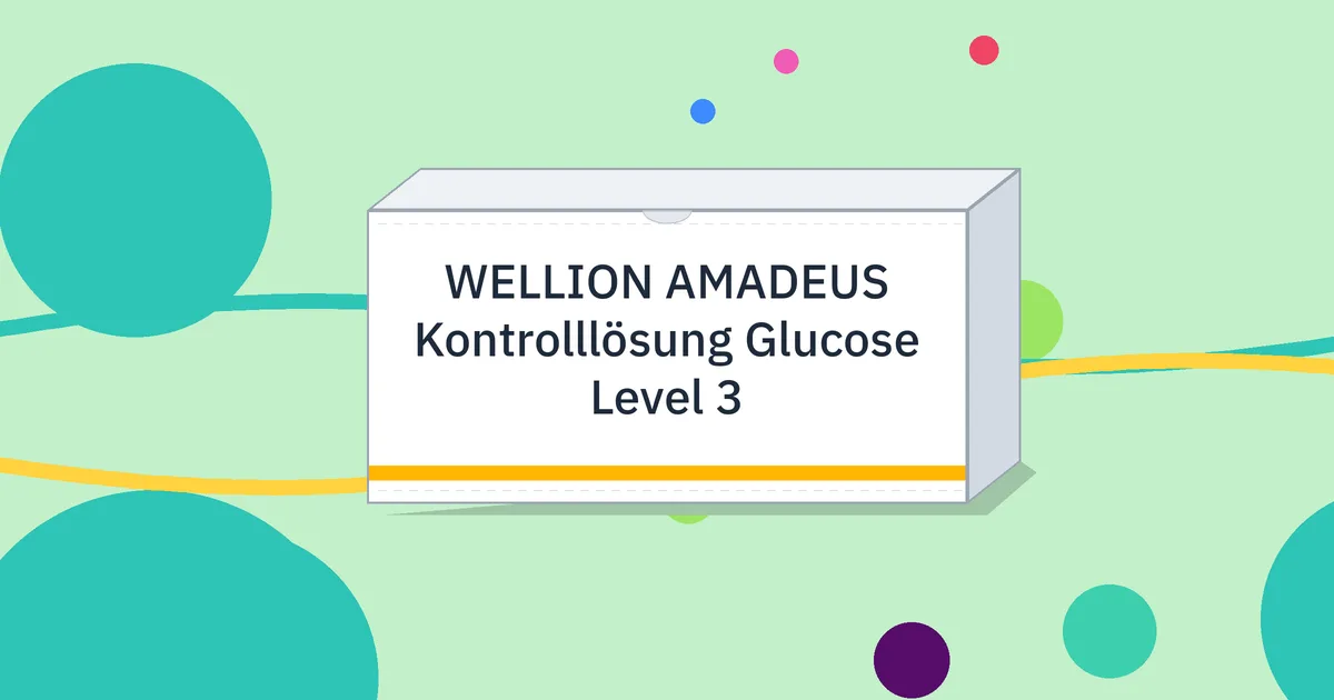 Symbolbild: Packung mit der Aufschrift WELLION AMADEUS Kontrolllösung Glucose Level 3 (PZN 19776513) – Verfügbarkeit und Bezug in Apotheken in Frankfurt am Main
