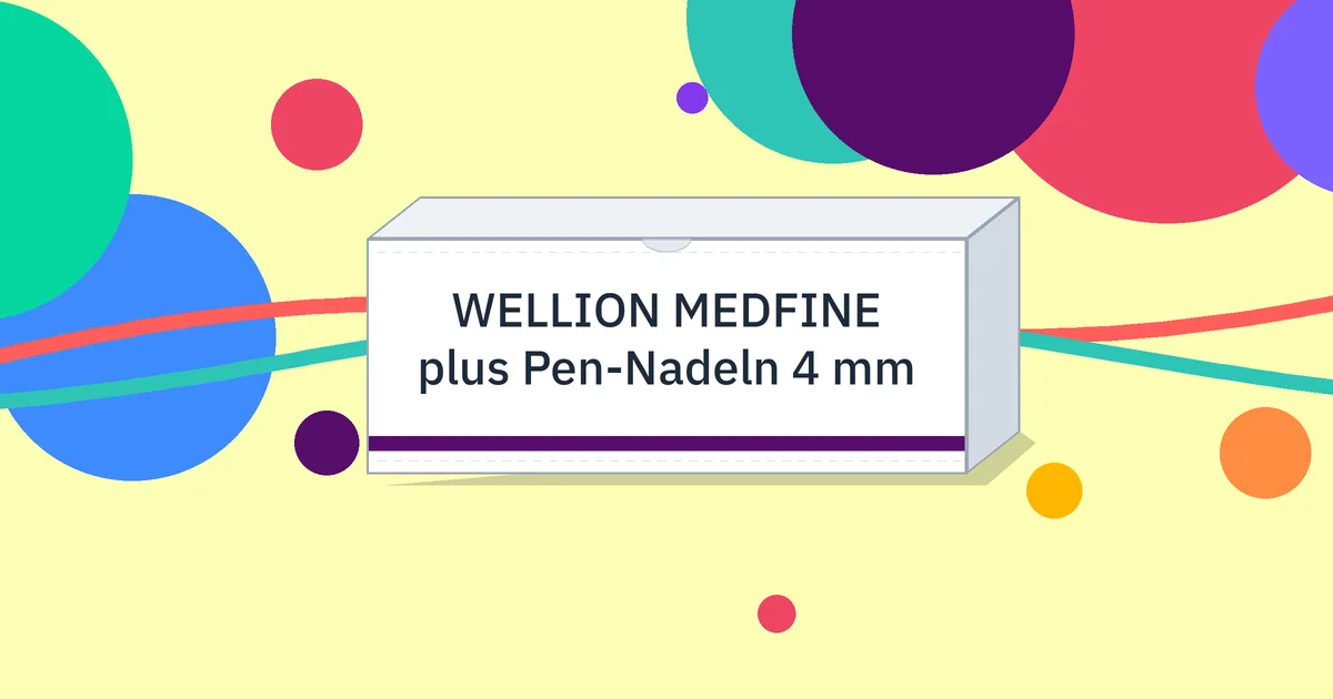Symbolbild: Packung mit der Aufschrift WELLION MEDFINE plus Pen-Nadeln 4 mm (PZN 07104613) – Verfügbarkeit und Bezug in Apotheken in Frankfurt am Main
