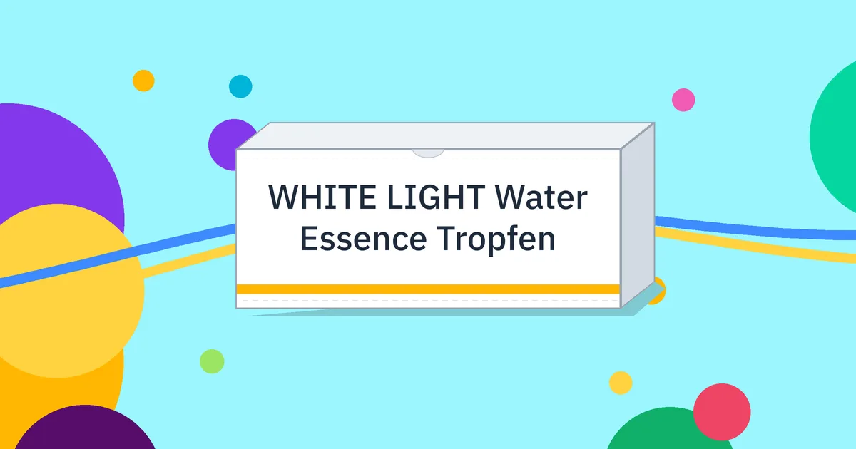 Symbolbild: Packung mit der Aufschrift WHITE LIGHT Water Essence Tropfen (PZN 18791924) – Verfügbarkeit und Bezug in Apotheken in Frankfurt am Main