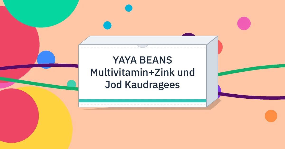 Symbolbild: Packung mit der Aufschrift YAYA BEANS Multivitamin+Zink und Jod Kaudragees (PZN 17161523) – Verfügbarkeit und Bezug in Apotheken in Frankfurt am Main