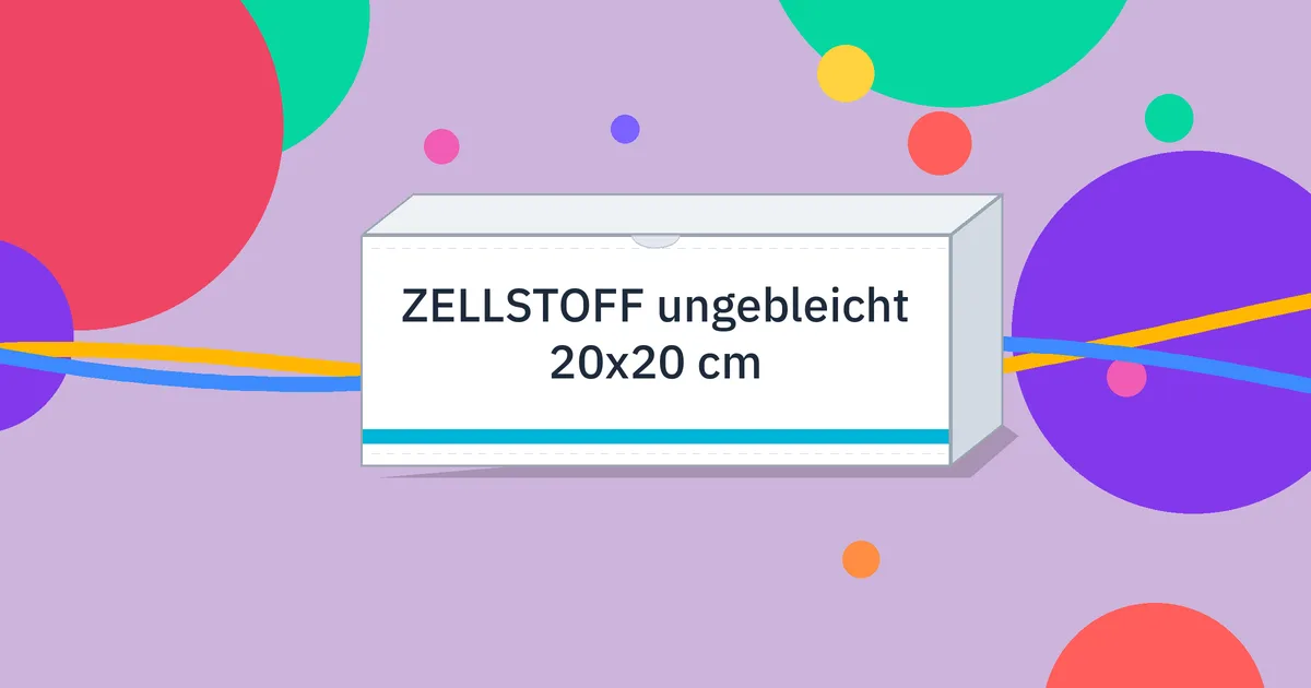 Symbolbild: Packung mit der Aufschrift ZELLSTOFF ungebleicht 20x20 cm (PZN 07211616) – Verfügbarkeit und Bezug in Apotheken in Frankfurt am Main