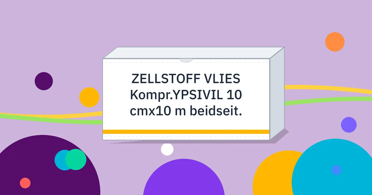 Symbolbild: Packung mit der Aufschrift ZELLSTOFF VLIES Kompr.YPSIVIL 10 cmx10 m beidseit. (PZN 03551686) – Verfügbarkeit und Bezug in Apotheken in Frankfurt am Main