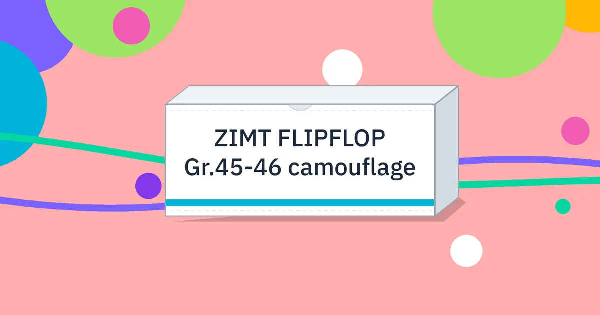 Symbolbild: Packung mit der Aufschrift ZIMT FLIPFLOP Gr.45-46 camouflage (PZN 10168054) – Verfügbarkeit und Bezug in Apotheken in Frankfurt am Main