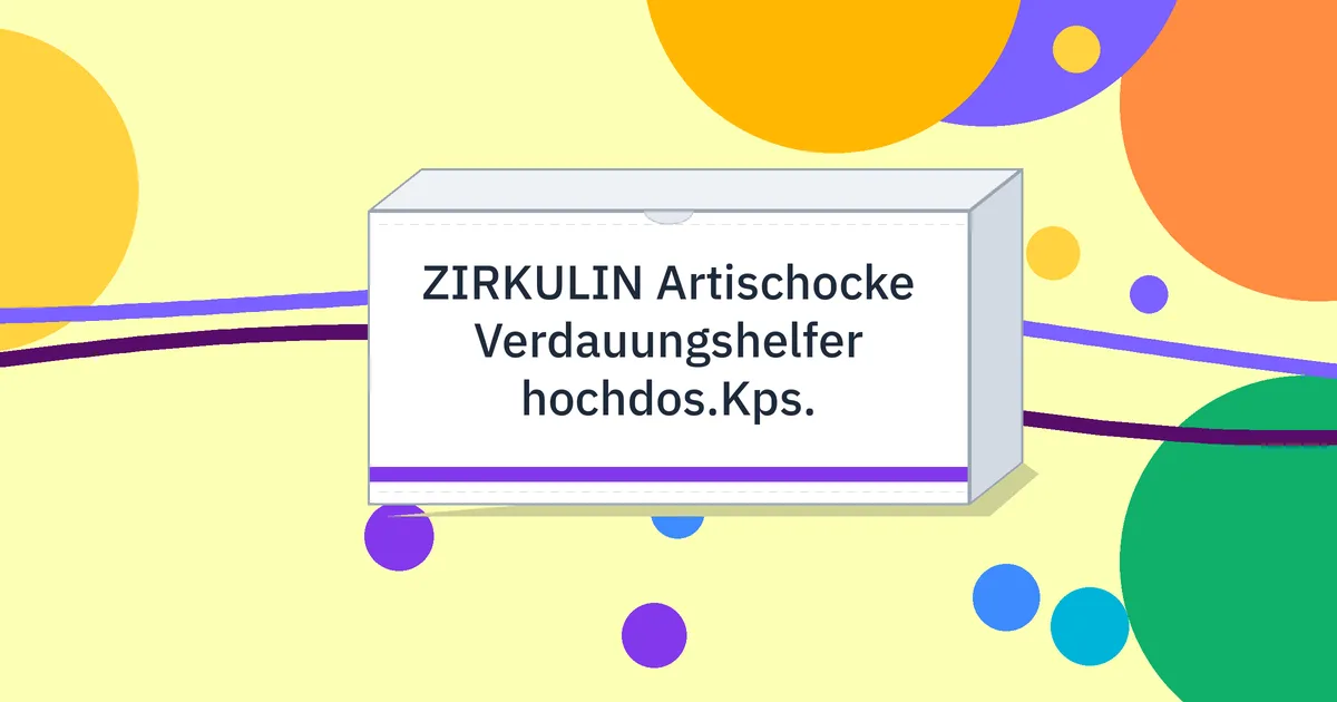 Symbolbild: Packung mit der Aufschrift ZIRKULIN Artischocke Verdauungshelfer hochdos.Kps. (PZN 18201124) – Verfügbarkeit und Bezug in Apotheken in Frankfurt am Main