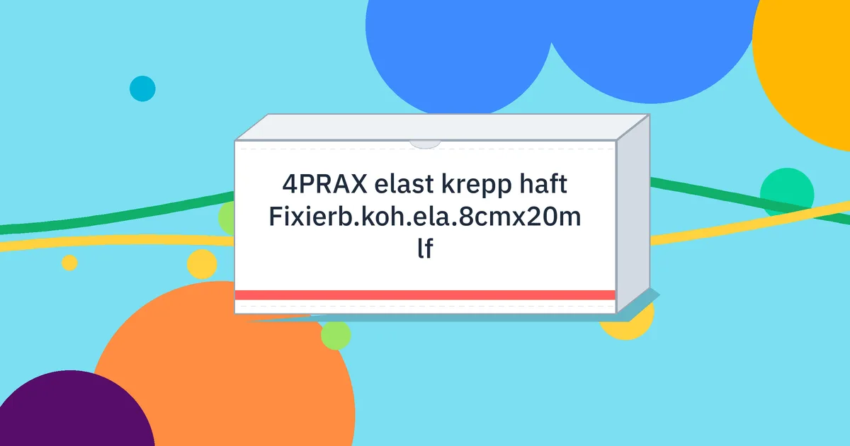 Symbolbild: Packung mit der Aufschrift 4PRAX elast krepp haft Fixierb.koh.ela.8cmx20m lf (PZN 20230400) – Verfügbarkeit und Bezug in Apotheken in Frankfurt am Main