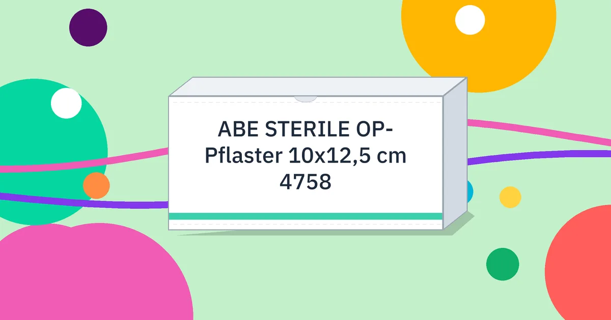 Symbolbild: Packung mit der Aufschrift ABE STERILE OP-Pflaster 10x12,5 cm 4758 (PZN 01446040) – Verfügbarkeit und Bezug in Apotheken in Frankfurt am Main