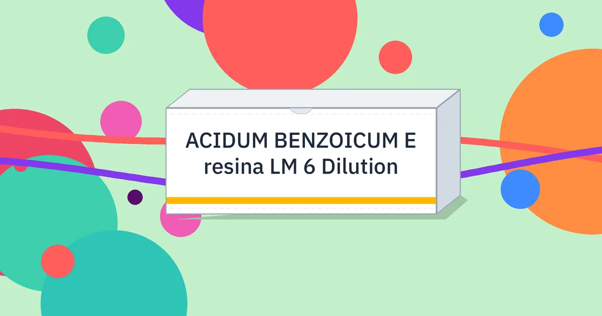 Symbolbild: Packung mit der Aufschrift ACIDUM BENZOICUM E resina LM 6 Dilution (PZN 16241556) – Verfügbarkeit und Bezug in Apotheken in Frankfurt am Main