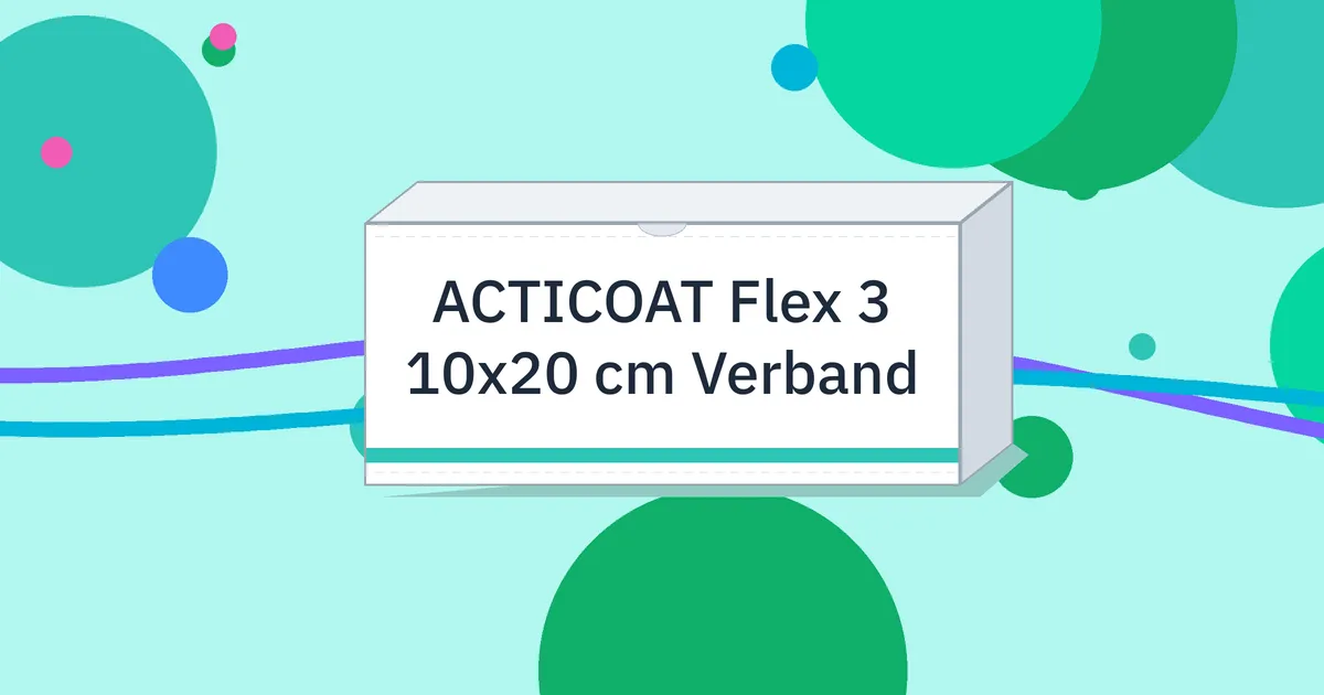 Symbolbild: Packung mit der Aufschrift ACTICOAT Flex 3 10x20 cm Verband (PZN 15384182) – Verfügbarkeit und Bezug in Apotheken in Frankfurt am Main