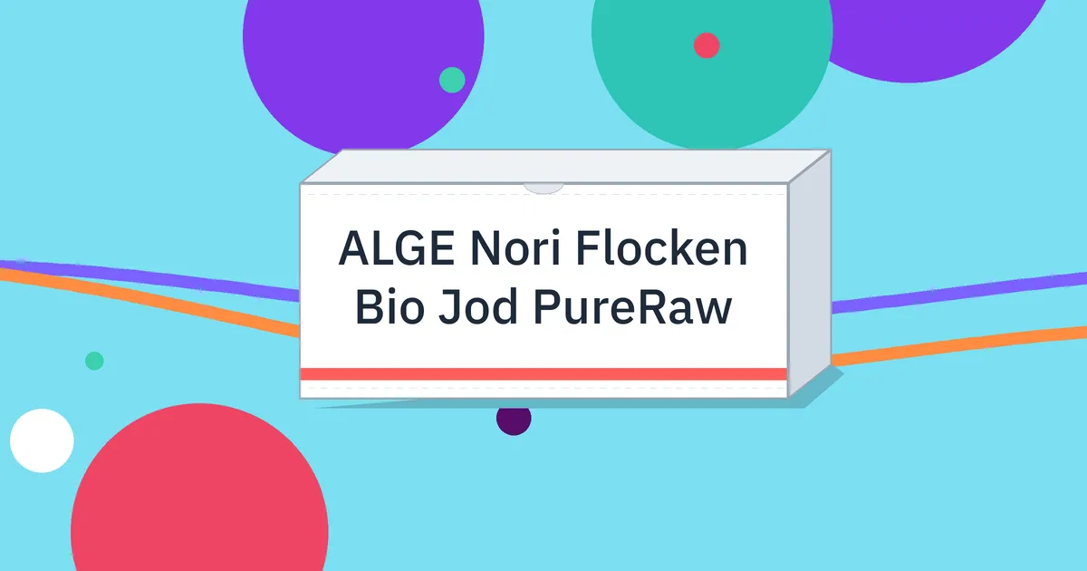 Symbolbild: Packung mit der Aufschrift ALGE Nori Flocken Bio Jod PureRaw (PZN 16806107) – Verfügbarkeit und Bezug in Apotheken in Frankfurt am Main