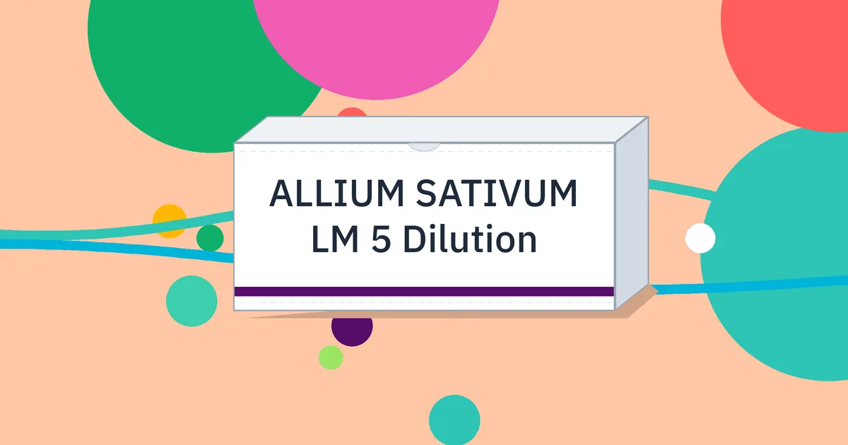 Symbolbild: Packung mit der Aufschrift ALLIUM SATIVUM LM 5 Dilution (PZN 13311457) – Verfügbarkeit und Bezug in Apotheken in Frankfurt am Main