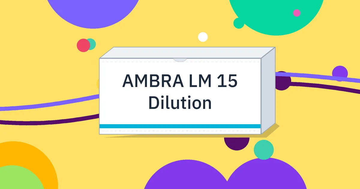 Symbolbild: Packung mit der Aufschrift AMBRA LM 15 Dilution (PZN 12759813) – Verfügbarkeit und Bezug in Apotheken in Frankfurt am Main