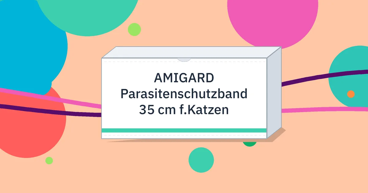 Symbolbild: Packung mit der Aufschrift AMIGARD Parasitenschutzband 35 cm f.Katzen (PZN 18174999) – Verfügbarkeit und Bezug in Apotheken in Frankfurt am Main