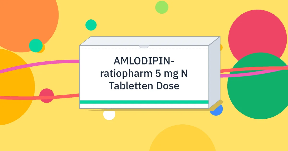 Symbolbild: Packung mit der Aufschrift AMLODIPIN-ratiopharm 5 mg N Tabletten Dose (PZN 19535689) – Verfügbarkeit und Bezug in Apotheken in Frankfurt am Main