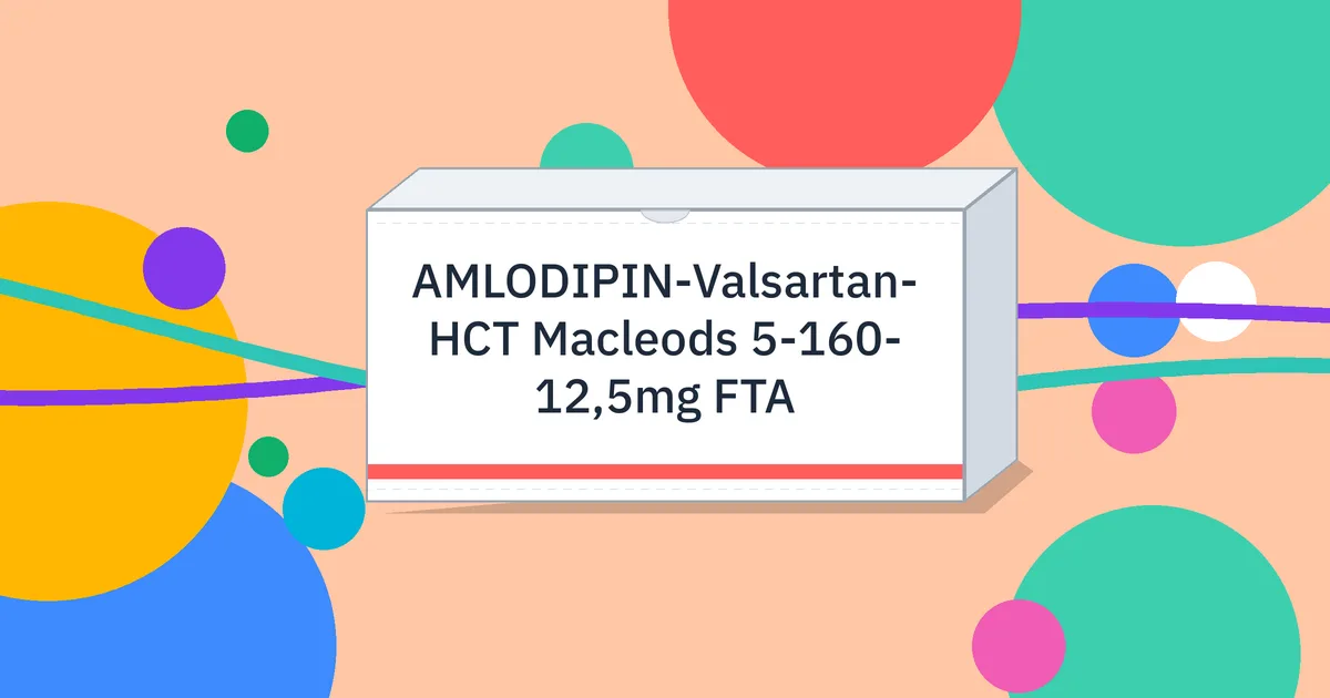 Symbolbild: Packung mit der Aufschrift AMLODIPIN-Valsartan-HCT Macleods 5-160-12,5mg FTA (PZN 20410214) – Verfügbarkeit und Bezug in Apotheken in Frankfurt am Main