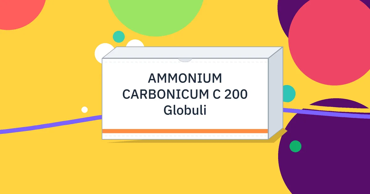 Symbolbild: Packung mit der Aufschrift AMMONIUM CARBONICUM C 200 Globuli (PZN 04203042) – Verfügbarkeit und Bezug in Apotheken in Frankfurt am Main