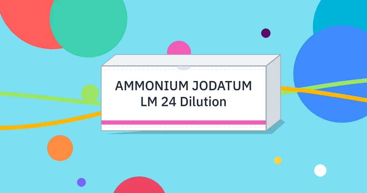 Symbolbild: Packung mit der Aufschrift AMMONIUM JODATUM LM 24 Dilution (PZN 13321473) – Verfügbarkeit und Bezug in Apotheken in Frankfurt am Main