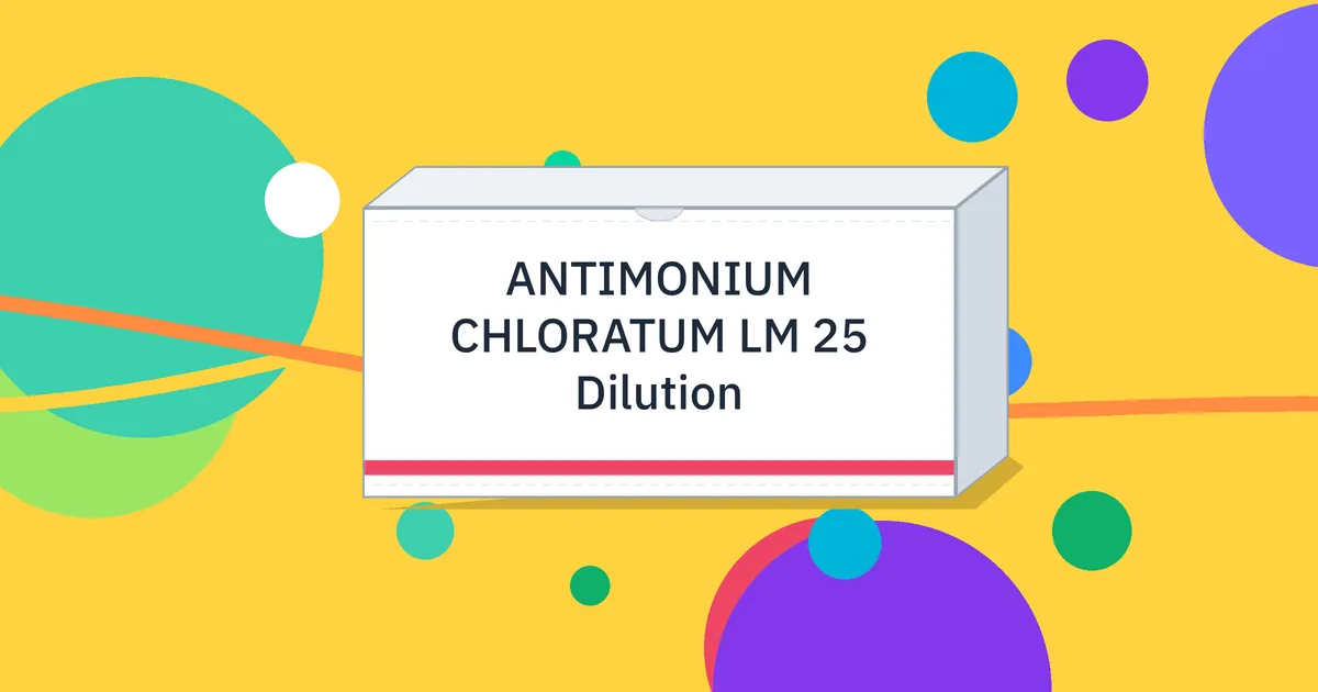 Symbolbild: Packung mit der Aufschrift ANTIMONIUM CHLORATUM LM 25 Dilution (PZN 13372849) – Verfügbarkeit und Bezug in Apotheken in Frankfurt am Main