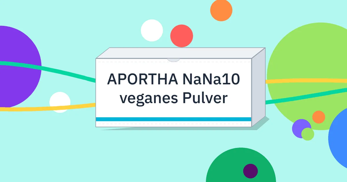 Symbolbild: Packung mit der Aufschrift APORTHA NaNa10 veganes Pulver (PZN 19208401) – Verfügbarkeit und Bezug in Apotheken in Frankfurt am Main