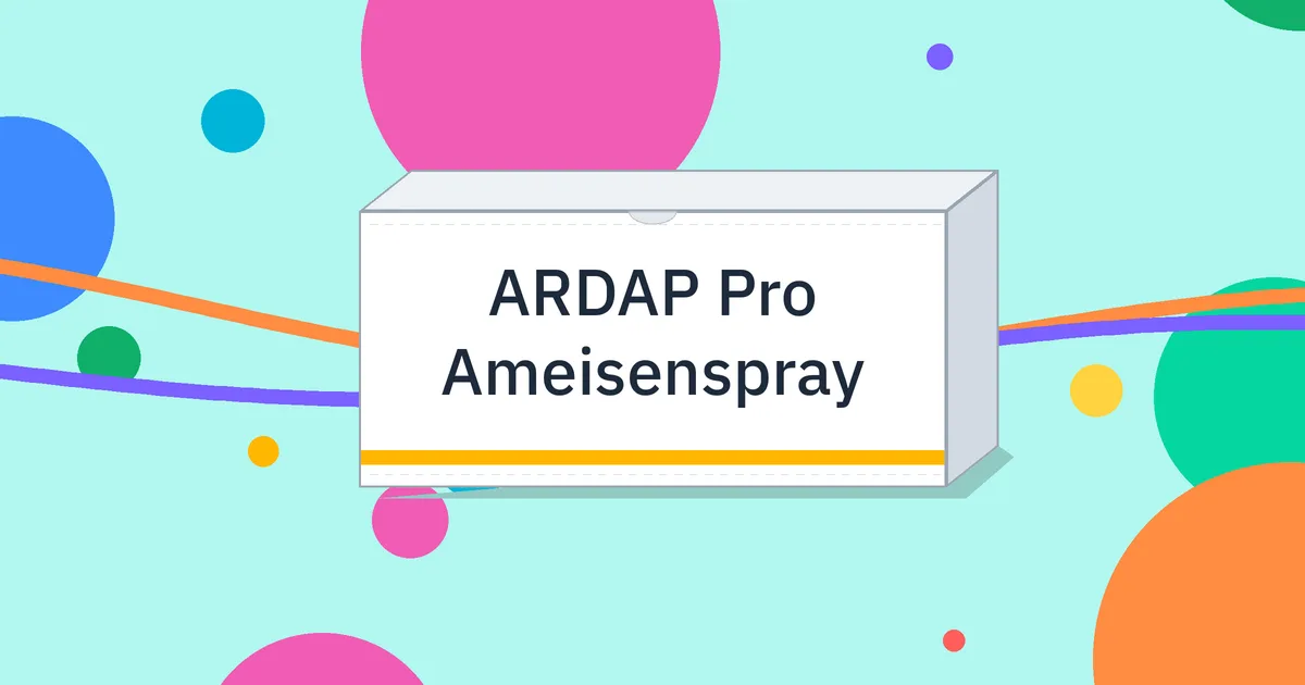Symbolbild: Packung mit der Aufschrift ARDAP Pro Ameisenspray (PZN 19411562) – Verfügbarkeit und Bezug in Apotheken in Frankfurt am Main