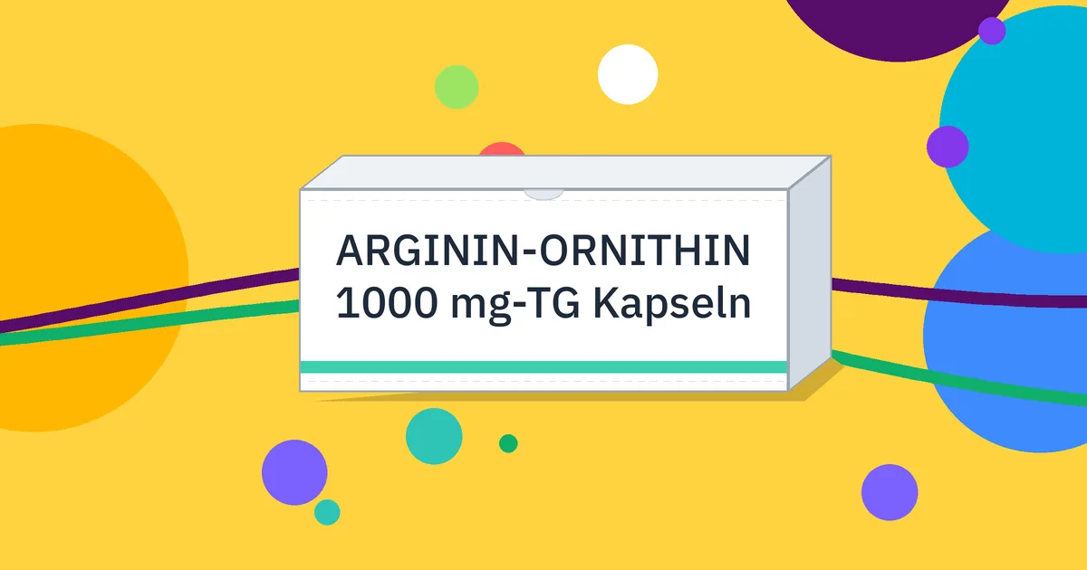 Symbolbild: Packung mit der Aufschrift ARGININ-ORNITHIN 1000 mg-TG Kapseln (PZN 09202107) – Verfügbarkeit und Bezug in Apotheken in Frankfurt am Main