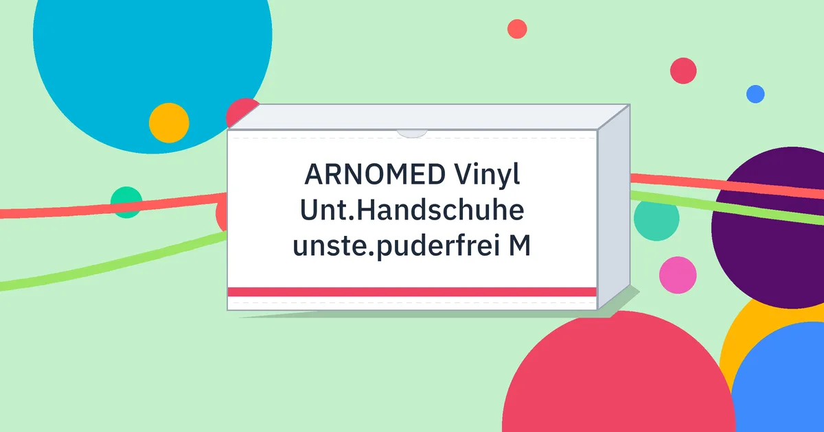 Symbolbild: Packung mit der Aufschrift ARNOMED Vinyl Unt.Handschuhe unste.puderfrei M (PZN 13699355) – Verfügbarkeit und Bezug in Apotheken in Frankfurt am Main