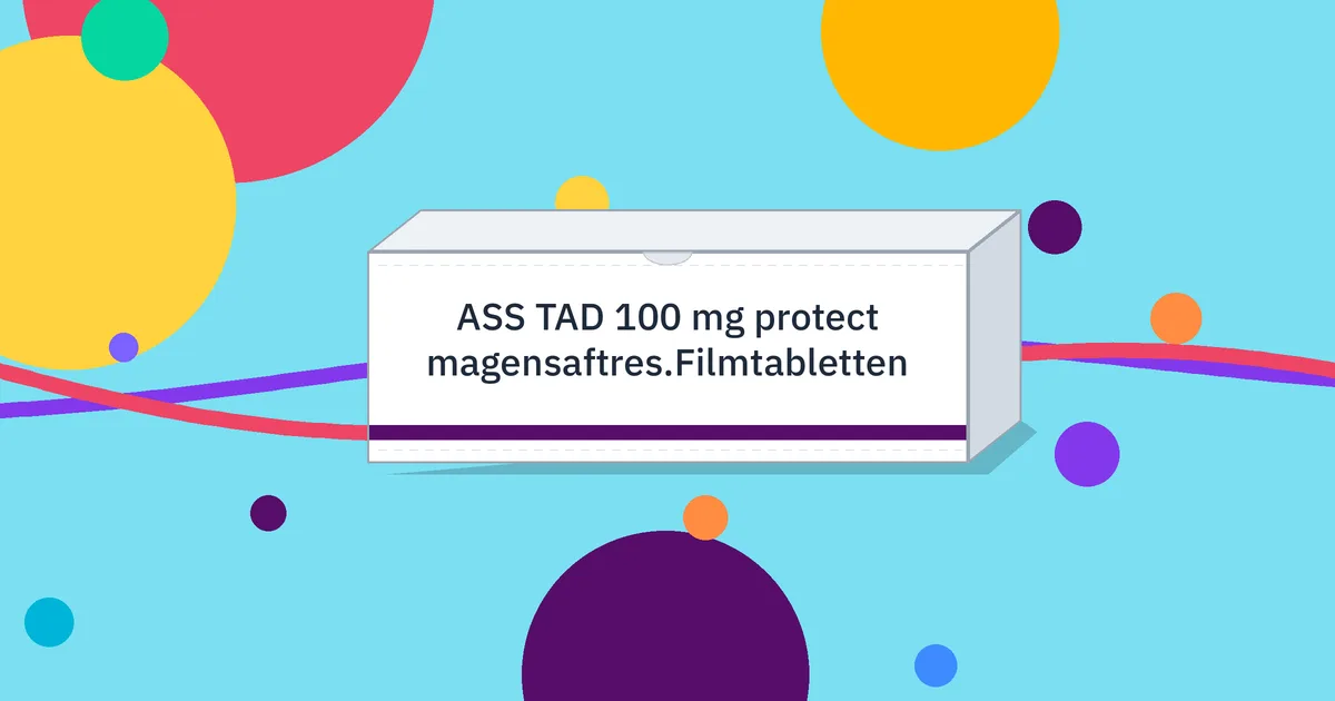 Symbolbild: Packung mit der Aufschrift ASS TAD 100 mg protect magensaftres.Filmtabletten (PZN 03828194) – Verfügbarkeit und Bezug in Apotheken in Frankfurt am Main