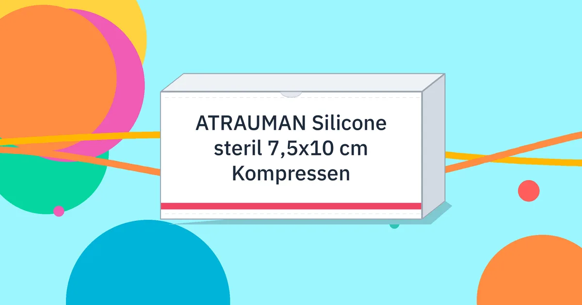Symbolbild: Packung mit der Aufschrift ATRAUMAN Silicone steril 7,5x10 cm Kompressen (PZN 19900835) – Verfügbarkeit und Bezug in Apotheken in Frankfurt am Main