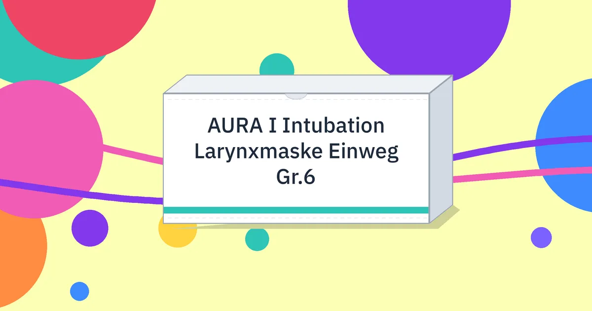 Symbolbild: Packung mit der Aufschrift AURA I Intubation Larynxmaske Einweg Gr.6 (PZN 09393432) – Verfügbarkeit und Bezug in Apotheken in Frankfurt am Main
