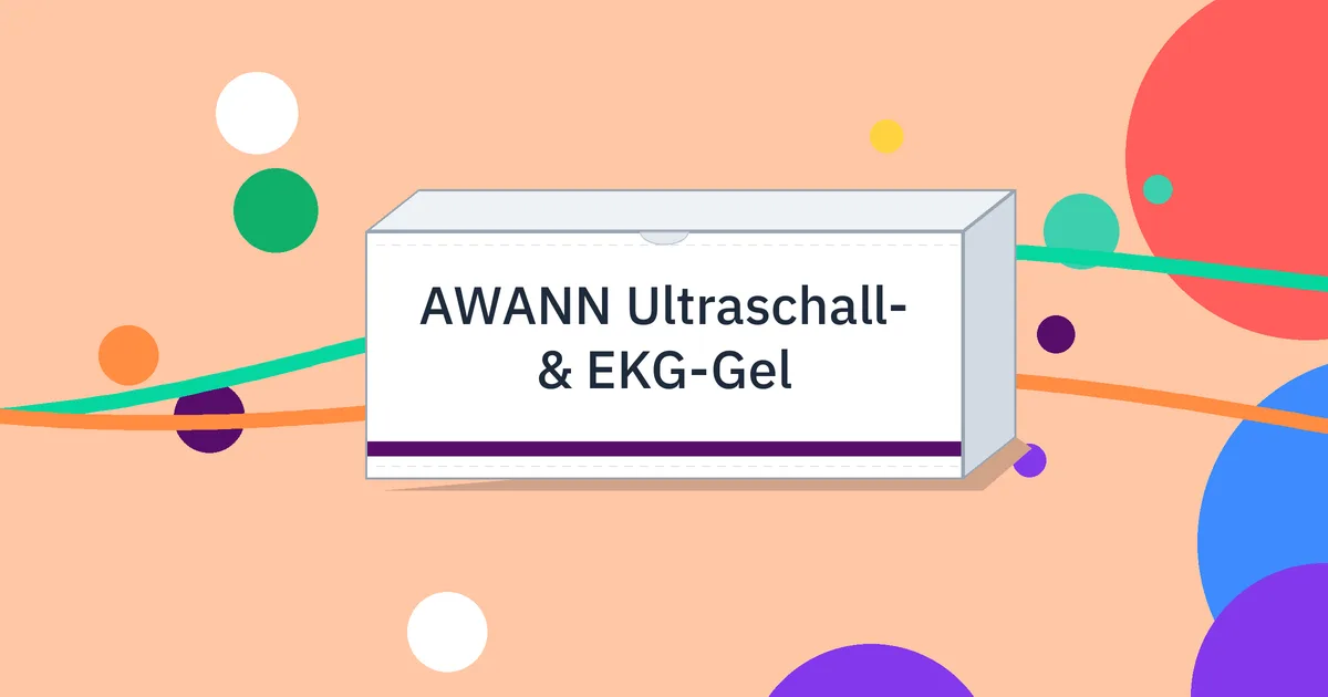 Symbolbild: Packung mit der Aufschrift AWANN Ultraschall- & EKG-Gel (PZN 19177965) – Verfügbarkeit und Bezug in Apotheken in Frankfurt am Main