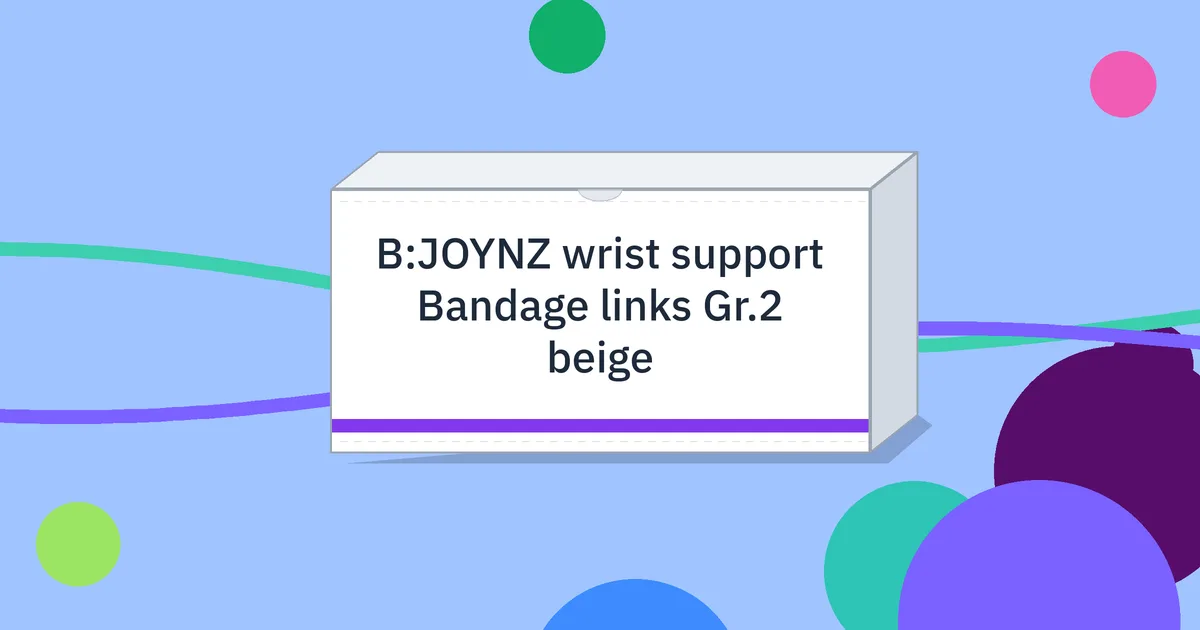Symbolbild: Packung mit der Aufschrift B:JOYNZ wrist support Bandage links Gr.2 beige (PZN 20522574) – Verfügbarkeit und Bezug in Apotheken in Frankfurt am Main