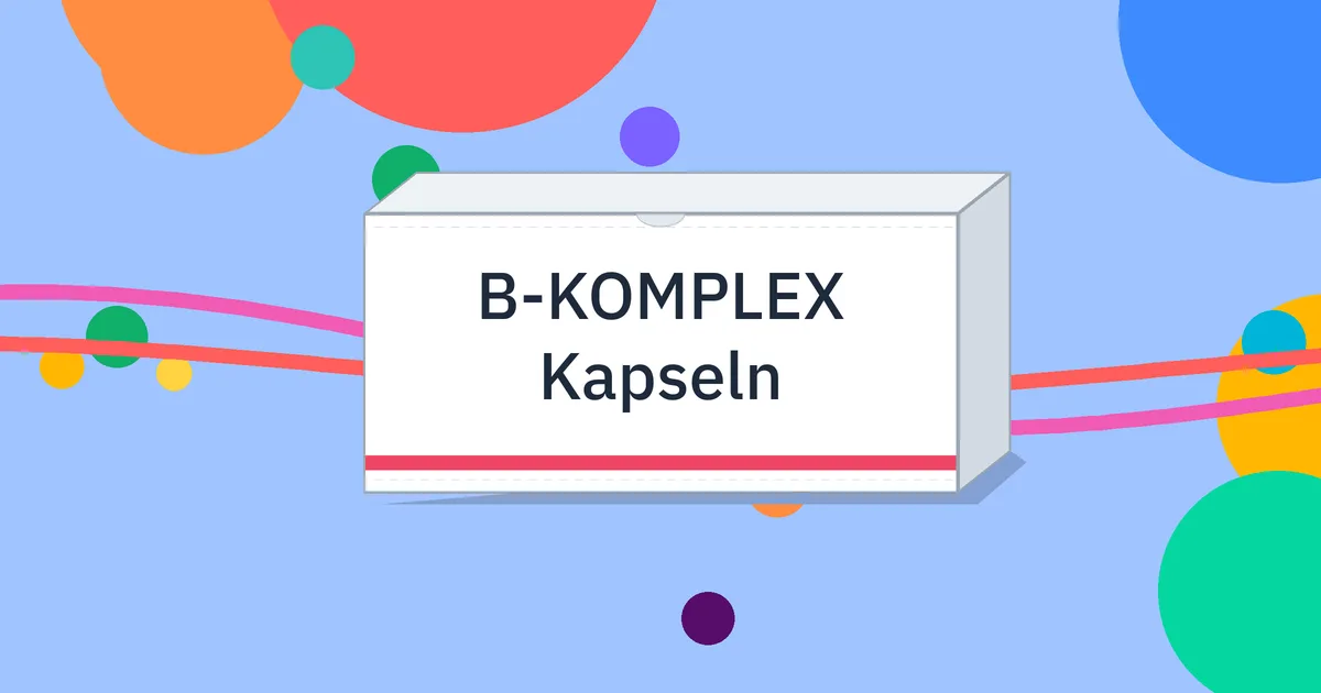 Symbolbild: Packung mit der Aufschrift B-KOMPLEX Kapseln (PZN 19838088) – Verfügbarkeit und Bezug in Apotheken in Frankfurt am Main