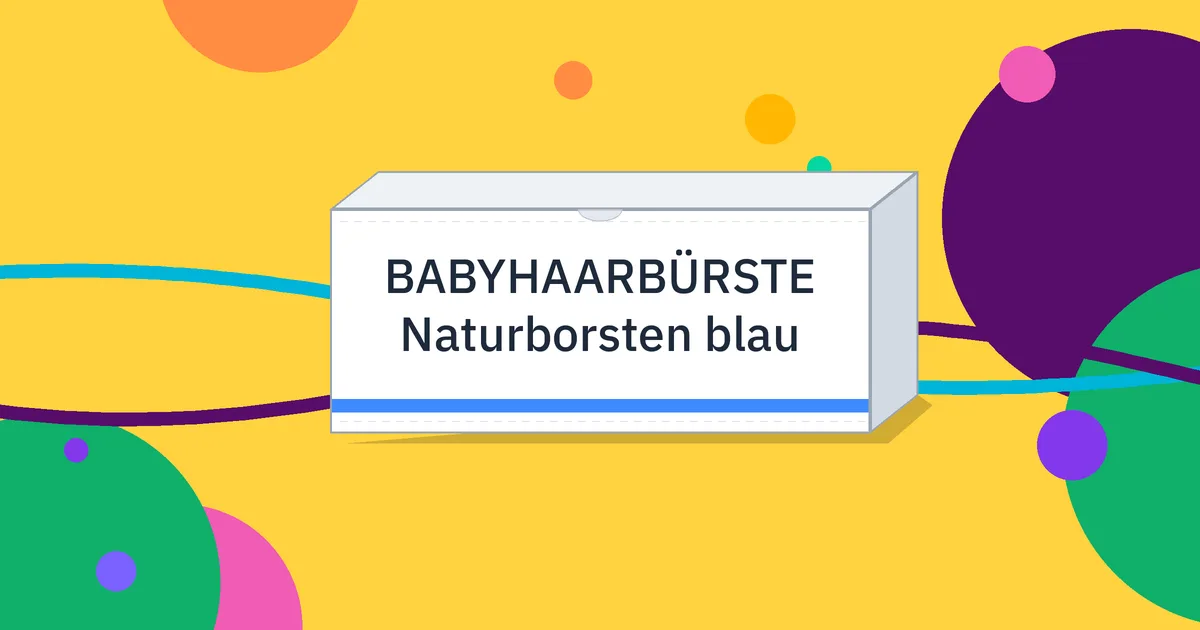 Symbolbild: Packung mit der Aufschrift BABYHAARBÜRSTE Naturborsten blau (PZN 01724591) – Verfügbarkeit und Bezug in Apotheken in Frankfurt am Main