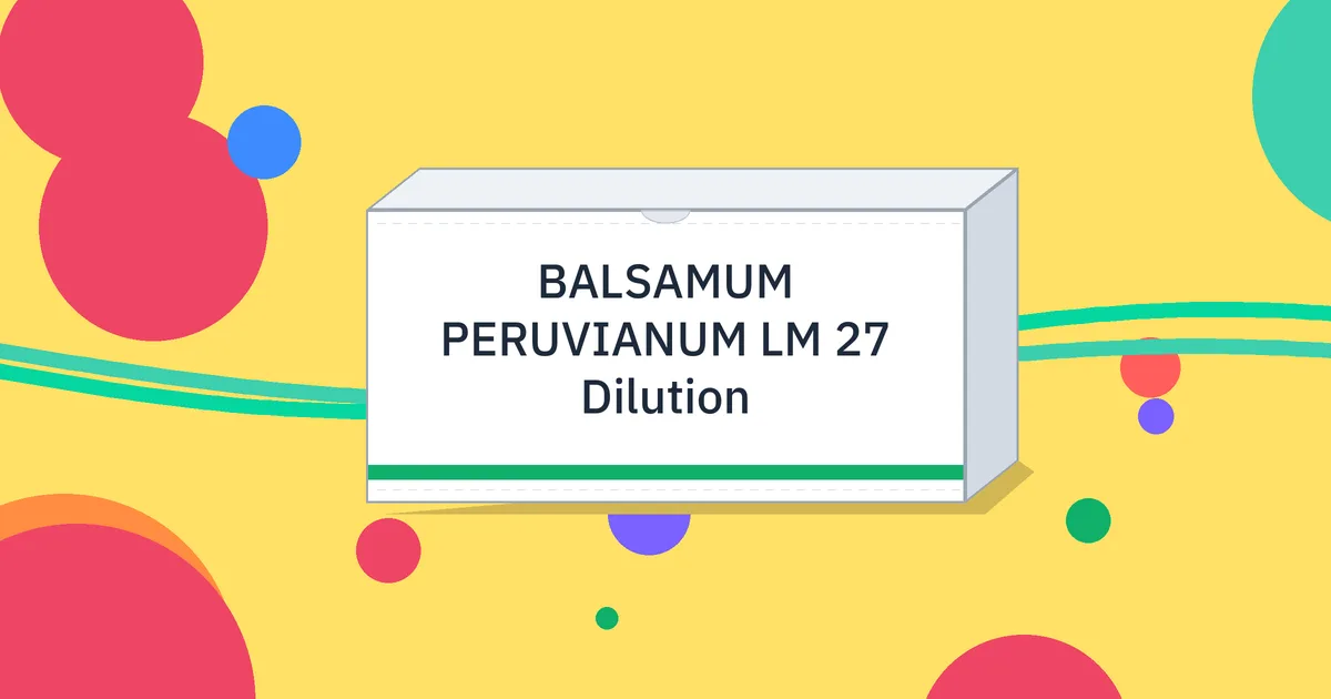 Symbolbild: Packung mit der Aufschrift BALSAMUM PERUVIANUM LM 27 Dilution (PZN 12787382) – Verfügbarkeit und Bezug in Apotheken in Frankfurt am Main