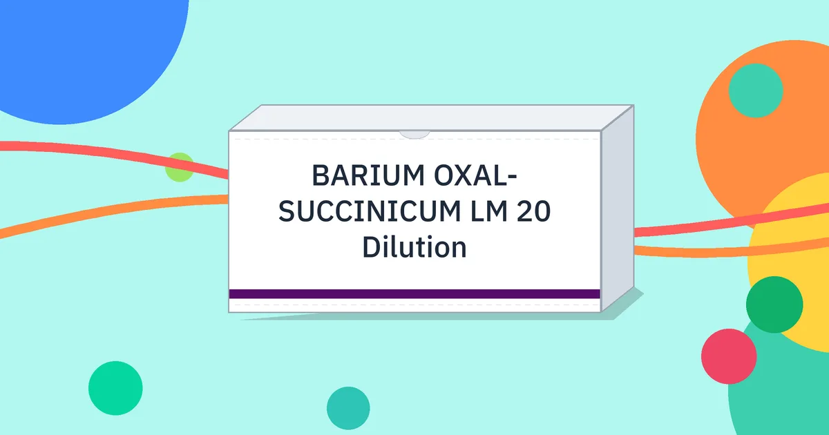 Symbolbild: Packung mit der Aufschrift BARIUM OXAL-SUCCINICUM LM 20 Dilution (PZN 13378651) – Verfügbarkeit und Bezug in Apotheken in Frankfurt am Main