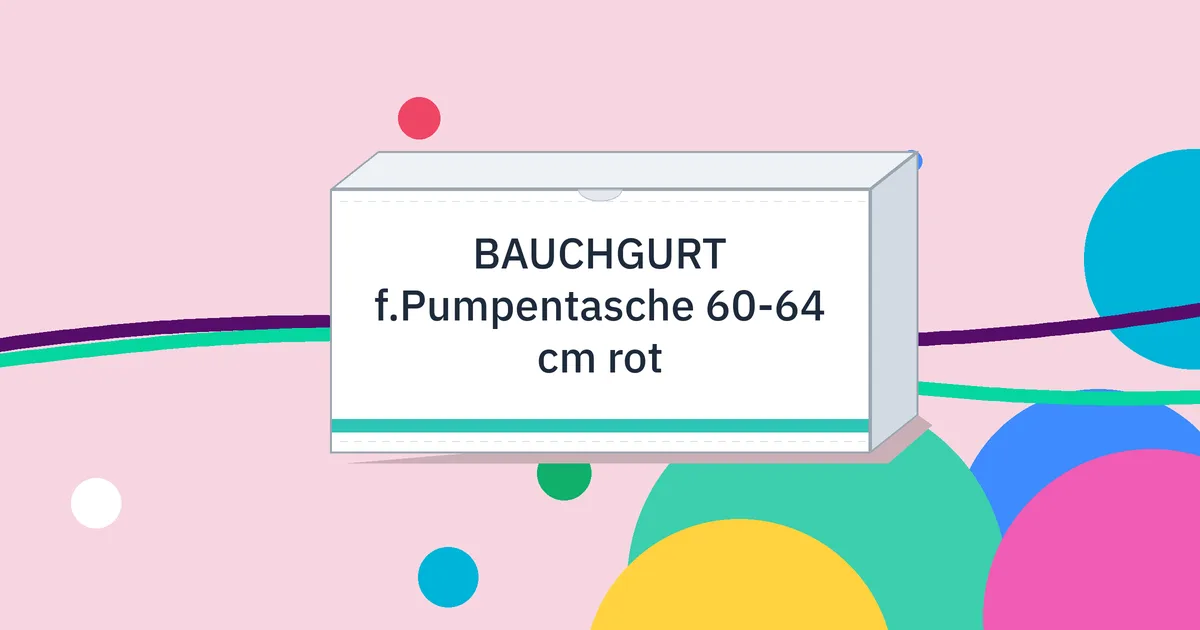 Symbolbild: Packung mit der Aufschrift BAUCHGURT f.Pumpentasche 60-64 cm rot (PZN 11552576) – Verfügbarkeit und Bezug in Apotheken in Frankfurt am Main