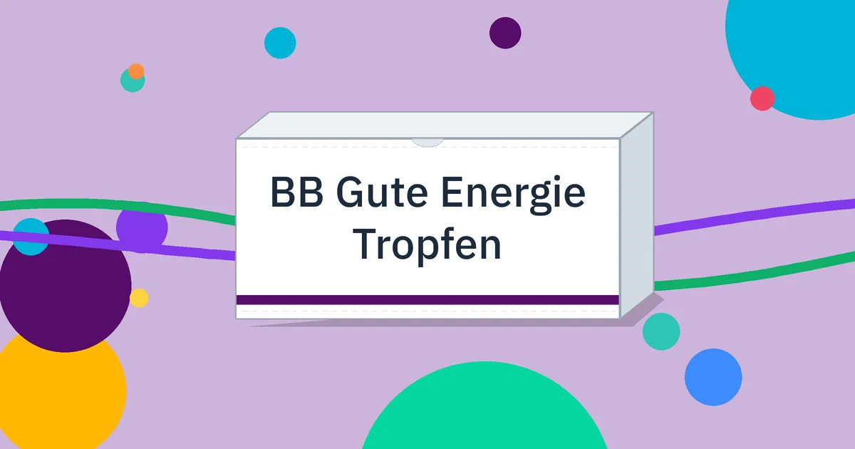 Symbolbild: Packung mit der Aufschrift BB Gute Energie Tropfen (PZN 16894100) – Verfügbarkeit und Bezug in Apotheken in Frankfurt am Main