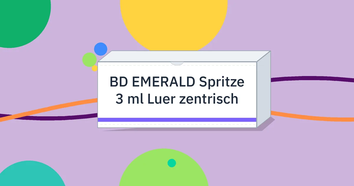 Symbolbild: Packung mit der Aufschrift BD EMERALD Spritze 3 ml Luer zentrisch (PZN 18321696) – Verfügbarkeit und Bezug in Apotheken in Frankfurt am Main