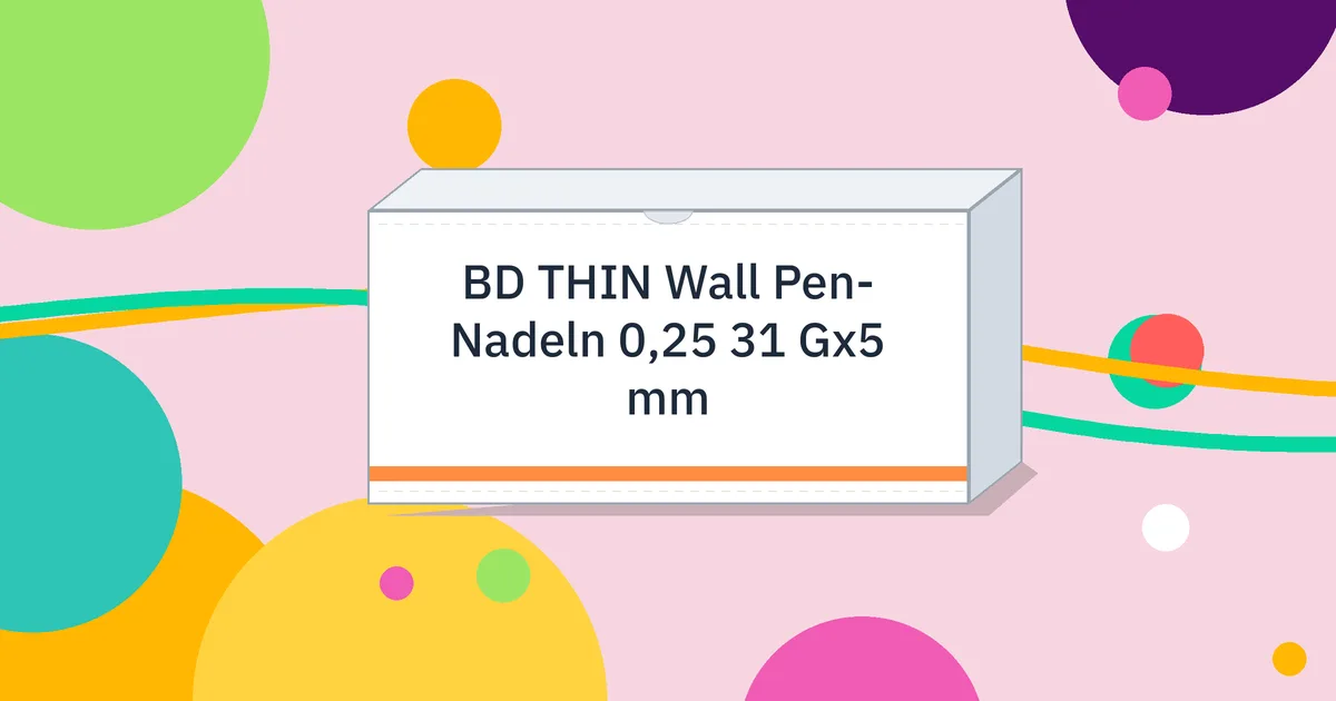 Symbolbild: Packung mit der Aufschrift BD THIN Wall Pen-Nadeln 0,25 31 Gx5 mm (PZN 16804002) – Verfügbarkeit und Bezug in Apotheken in Frankfurt am Main